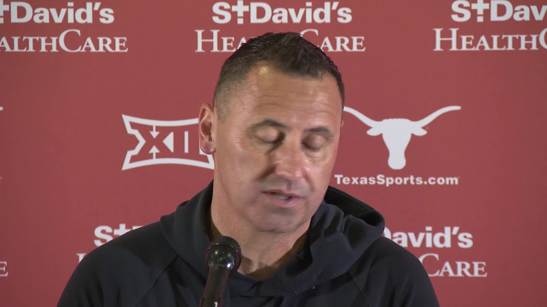 Texas head coach Steve Sarkisian speaks with media after spring ...