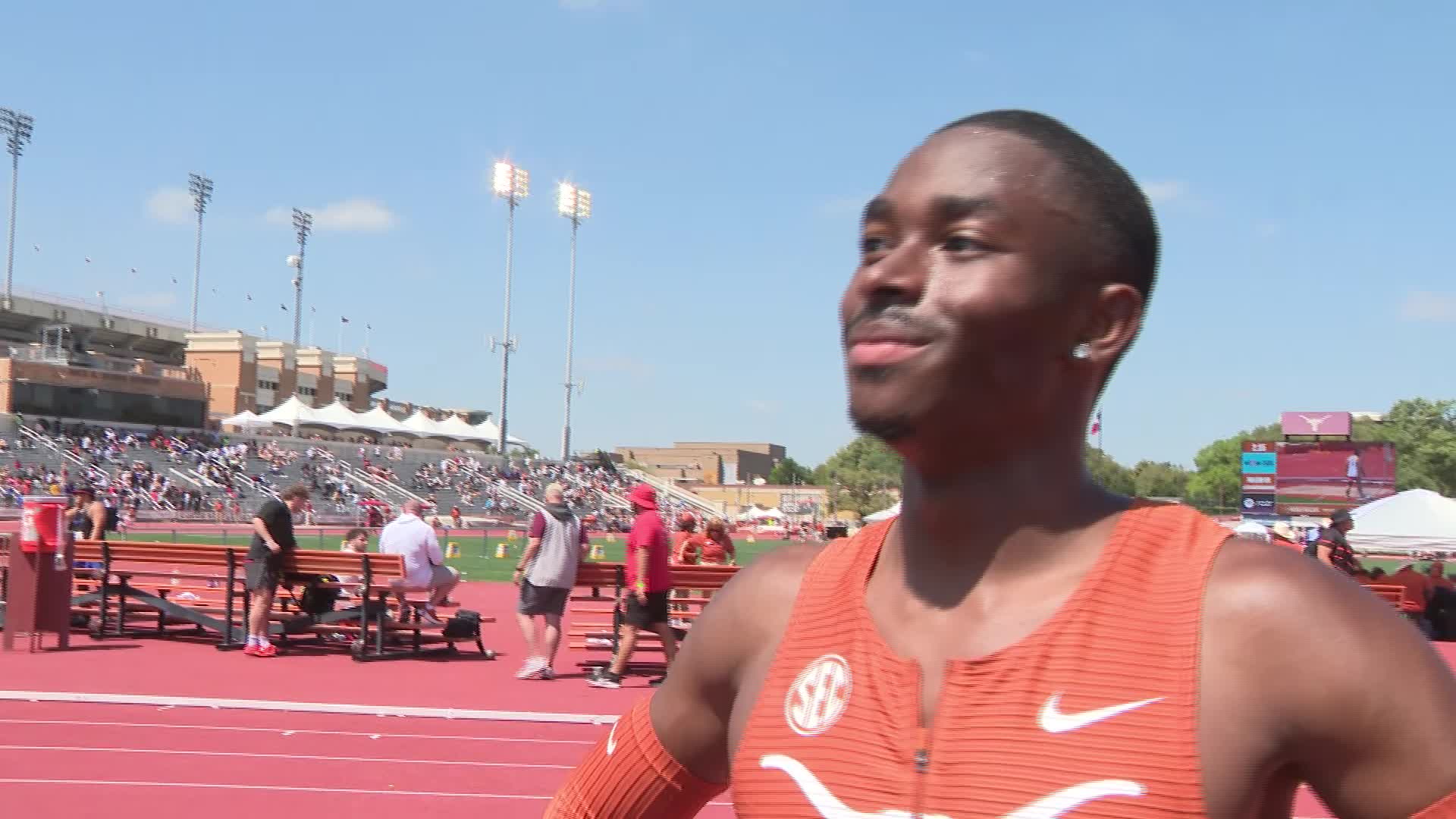 An emotional Kendrick Smallwood talks about his win in the 110-meter ...