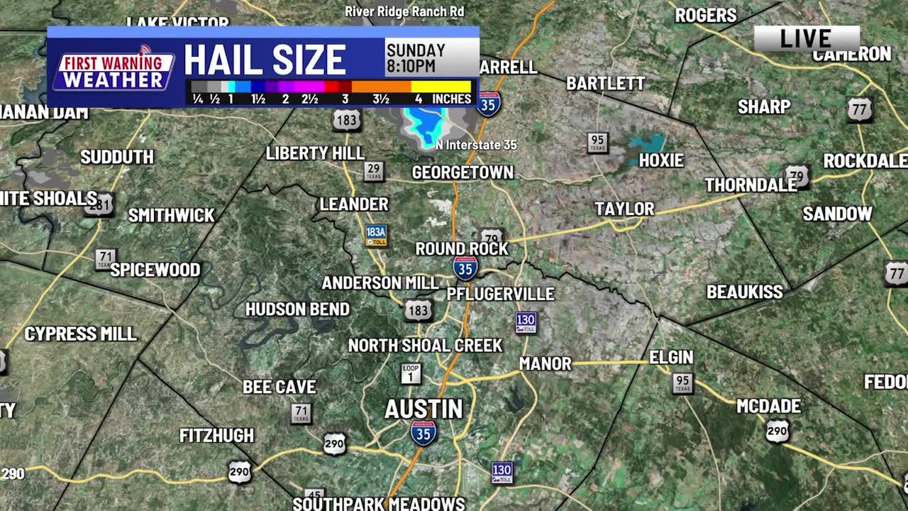 Sunday night radar shows destructive hail storm move over Central Texas ...