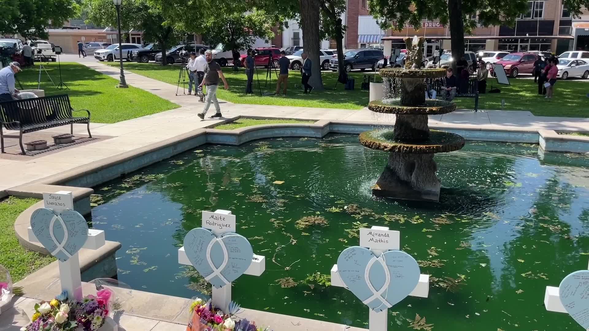 Uvalde fountain crosses – BorderReport