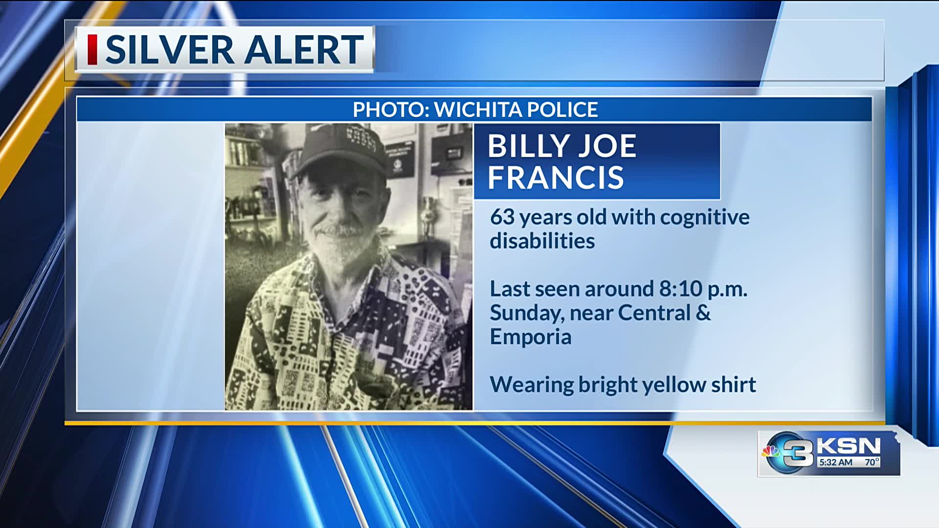Silver Alert: Wichita police searching for missing 63-year-old man – KSN-TV