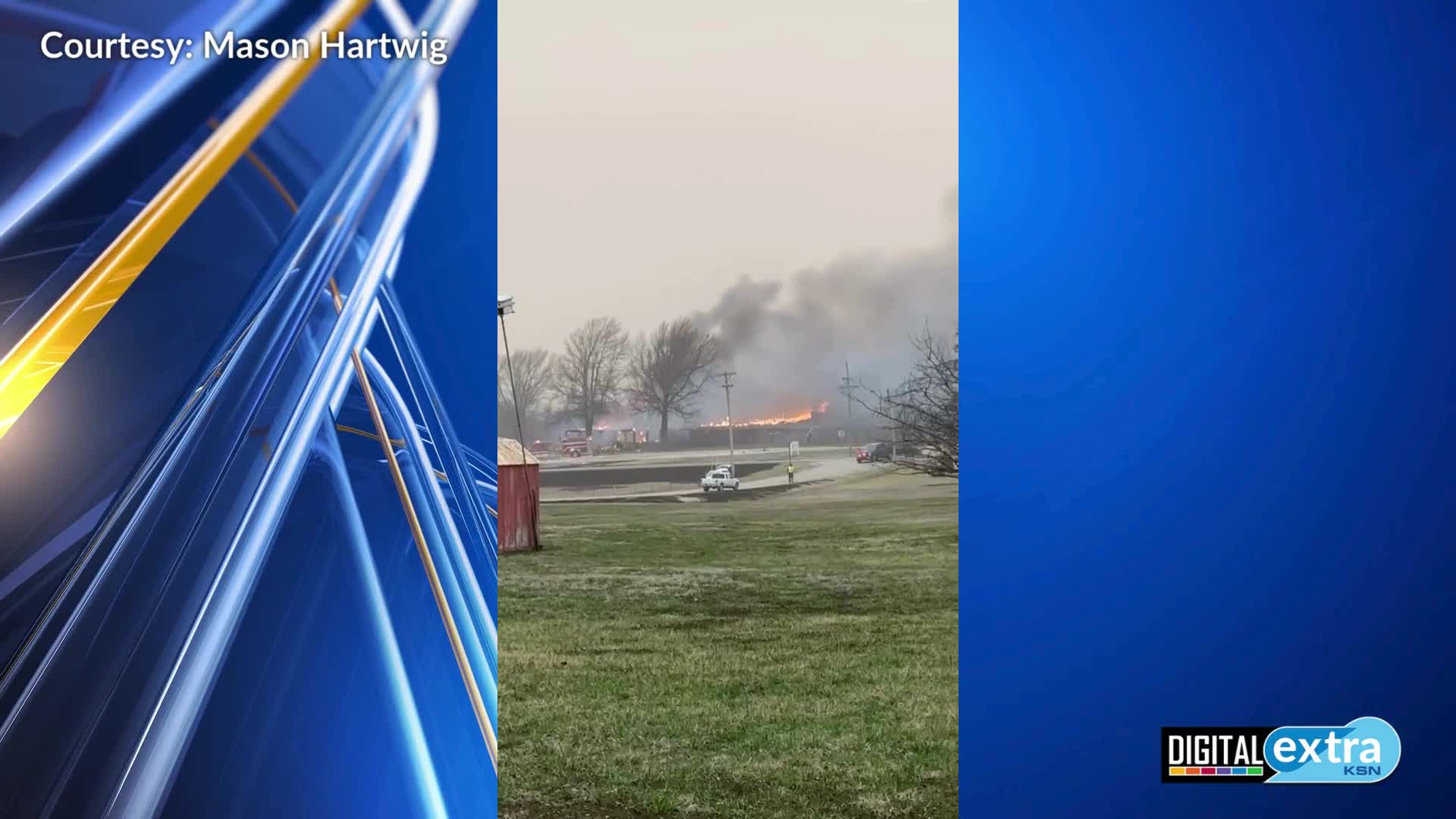 Yates Center fire – Courtesy: Mason Hartwig – KSN-TV