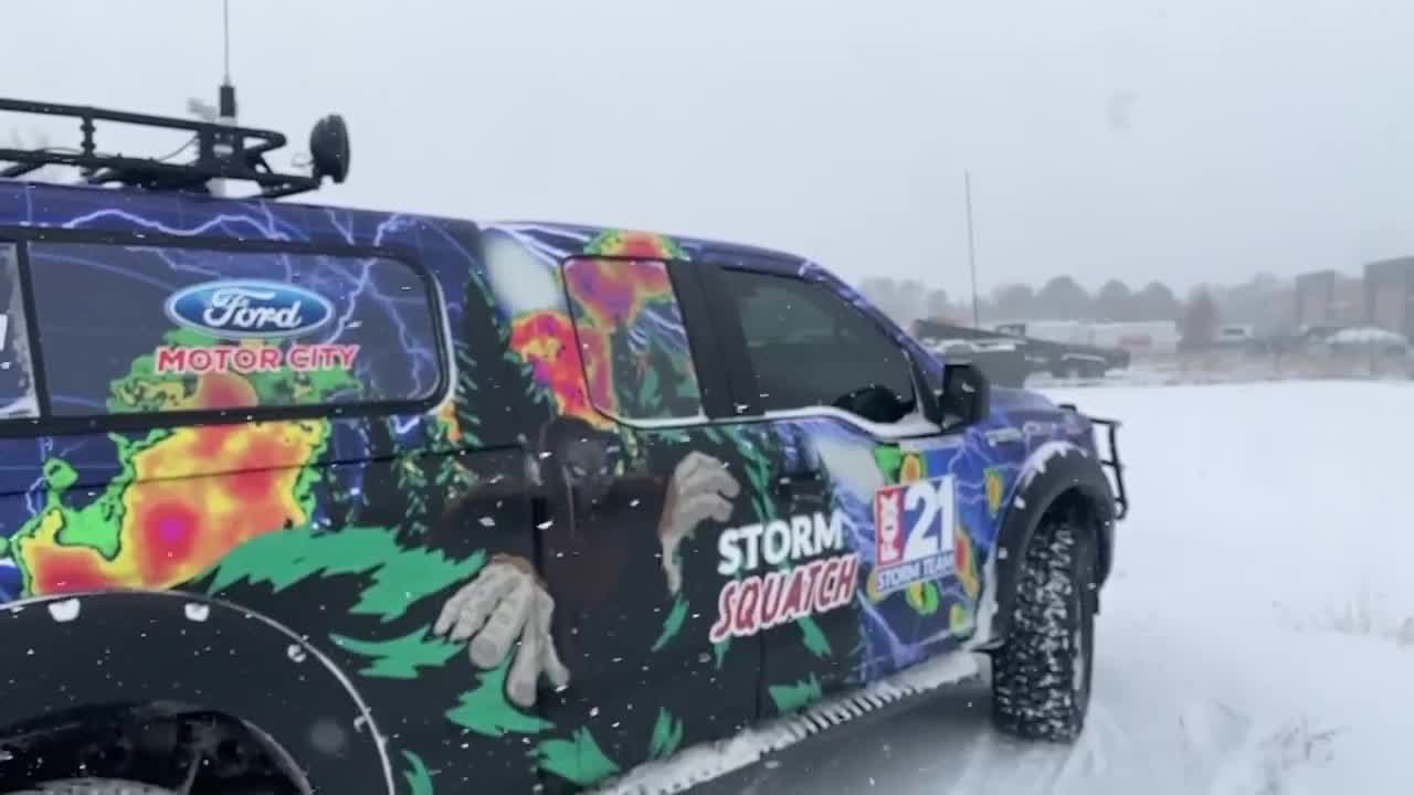 Storm Squatch outside FOX21 News on Feb. 15, 2023 – FOX21 News Colorado