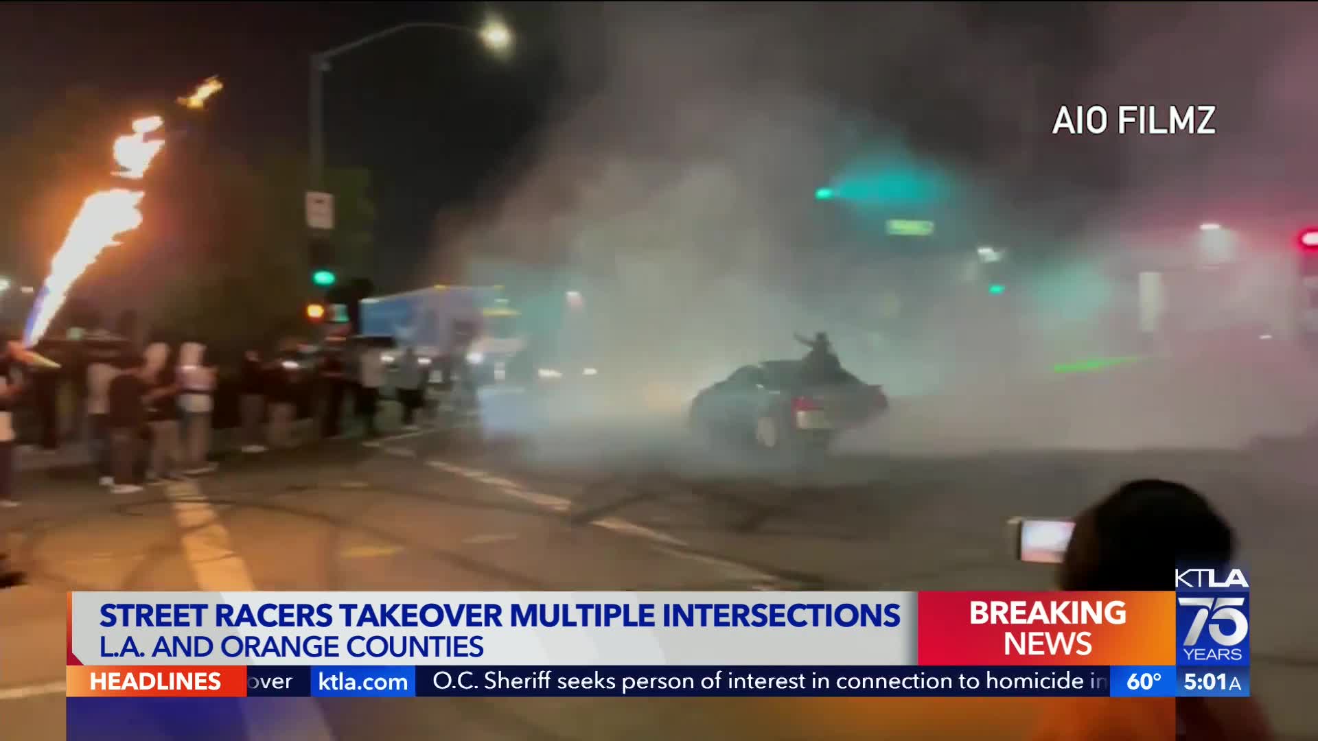 Sideshow drivers takeover intersections in L.A. and Orange counties – KTLA